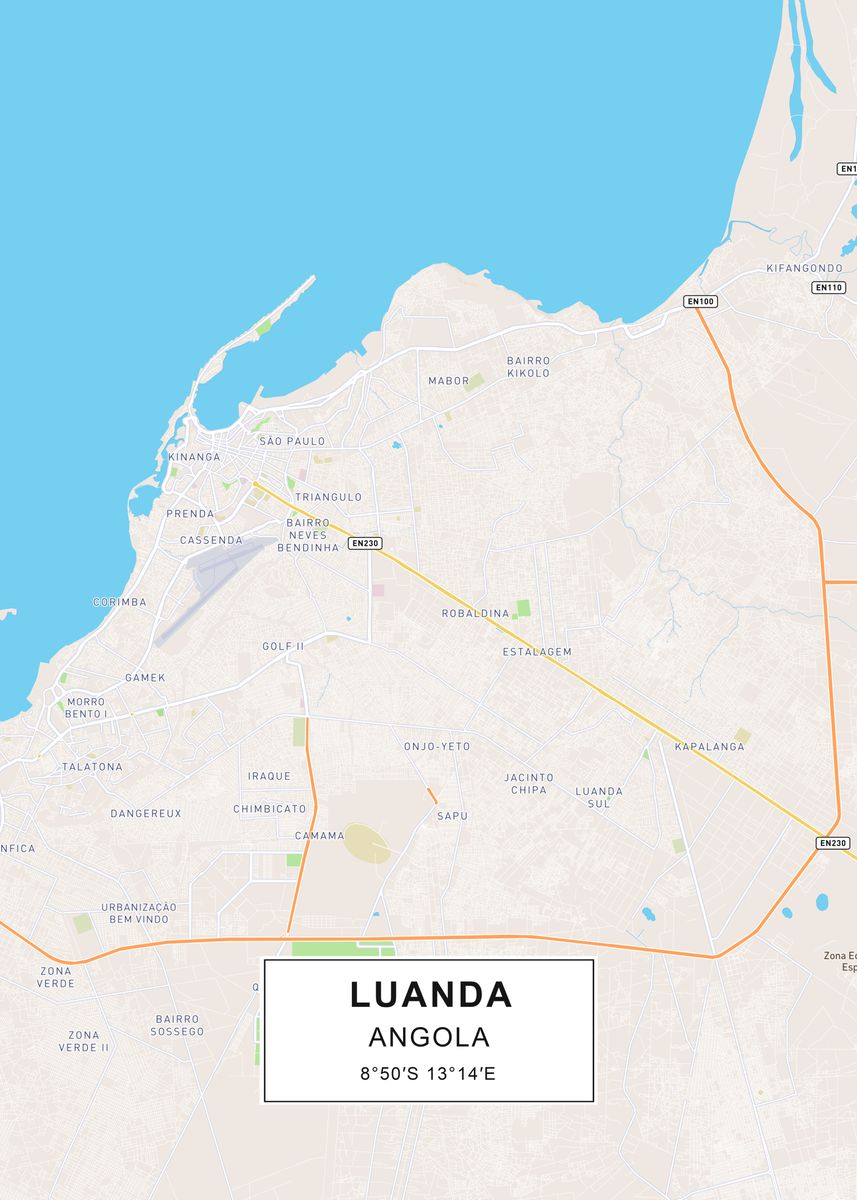 'Luanda map' Poster by Iwoko | Displate