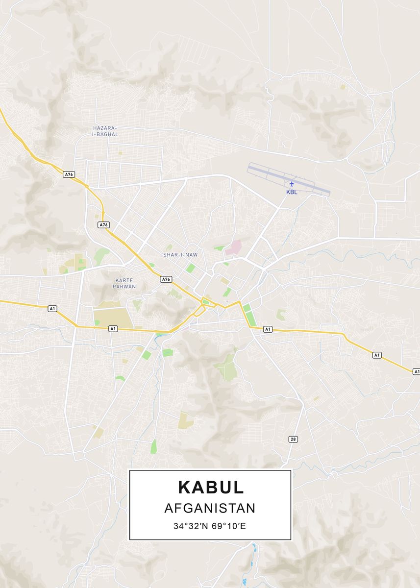 'Kabul map' Poster by Iwoko | Displate