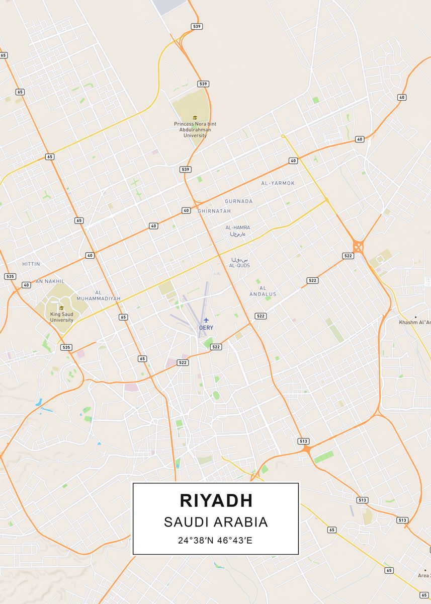 'Riyadh map' Poster, picture, metal print, paint by Iwoko | Displate