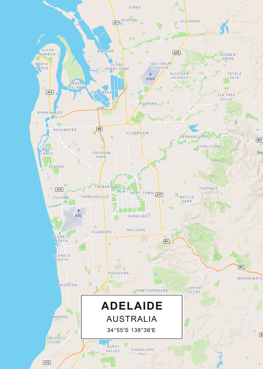 'Adelaide map' Poster by Iwoko | Displate