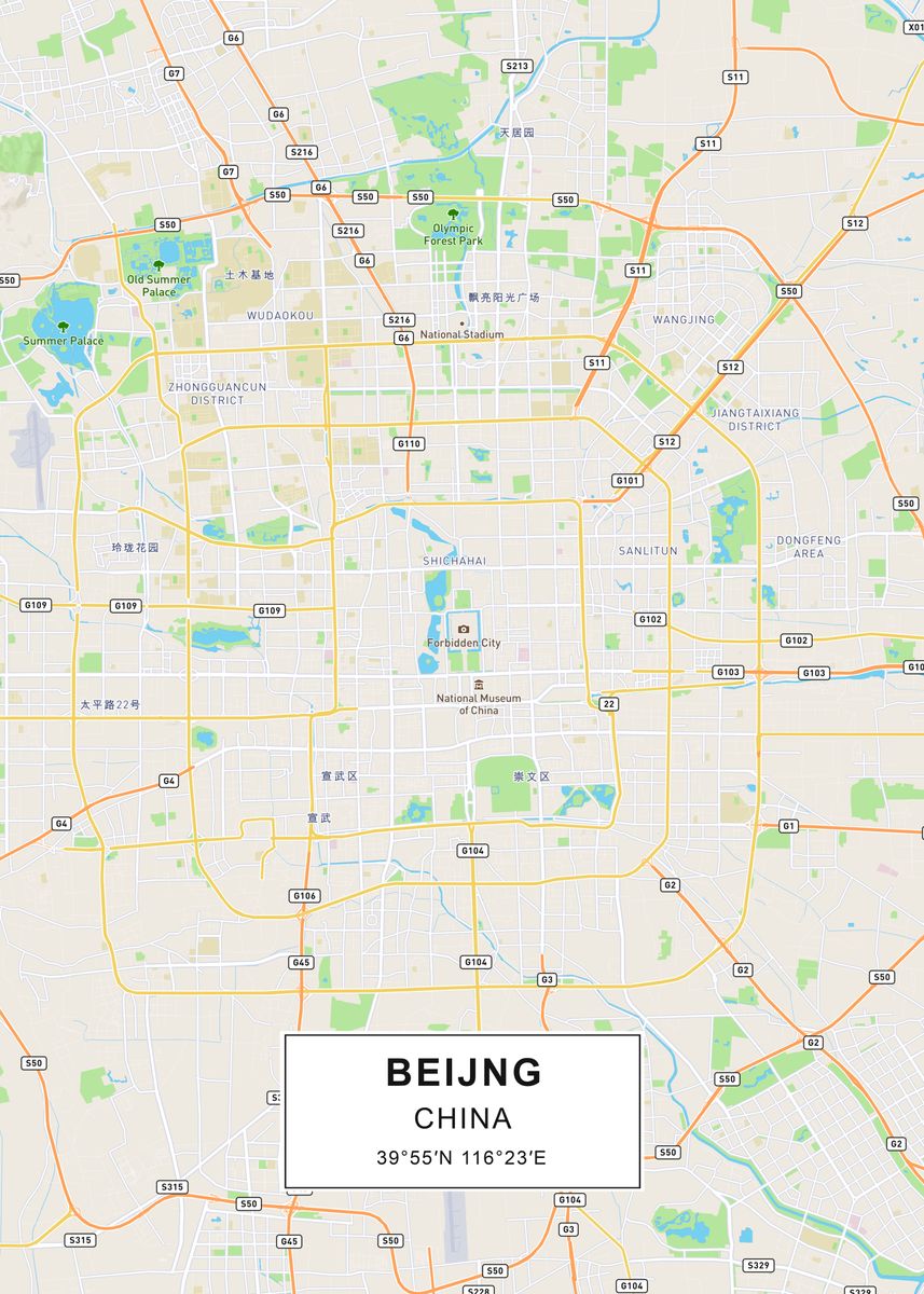 'Beijing map' Poster by Iwoko | Displate