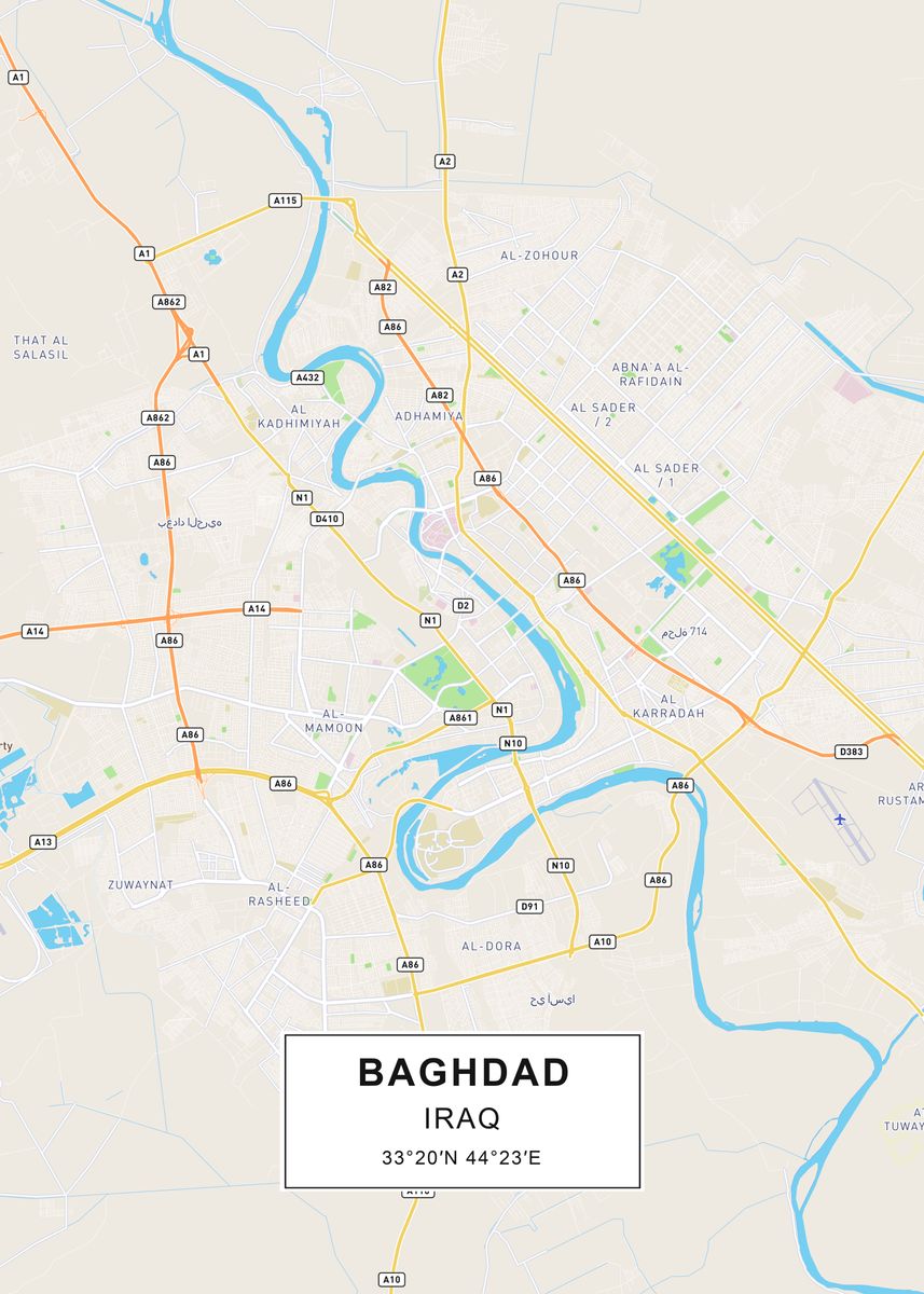 'Baghdad map' Poster by Iwoko | Displate
