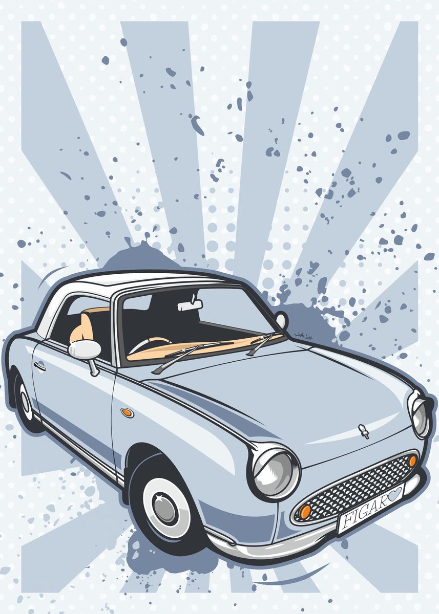 'Pale Aqua Nissan Figaro' Poster, picture, metal print, paint by Jamie ...
