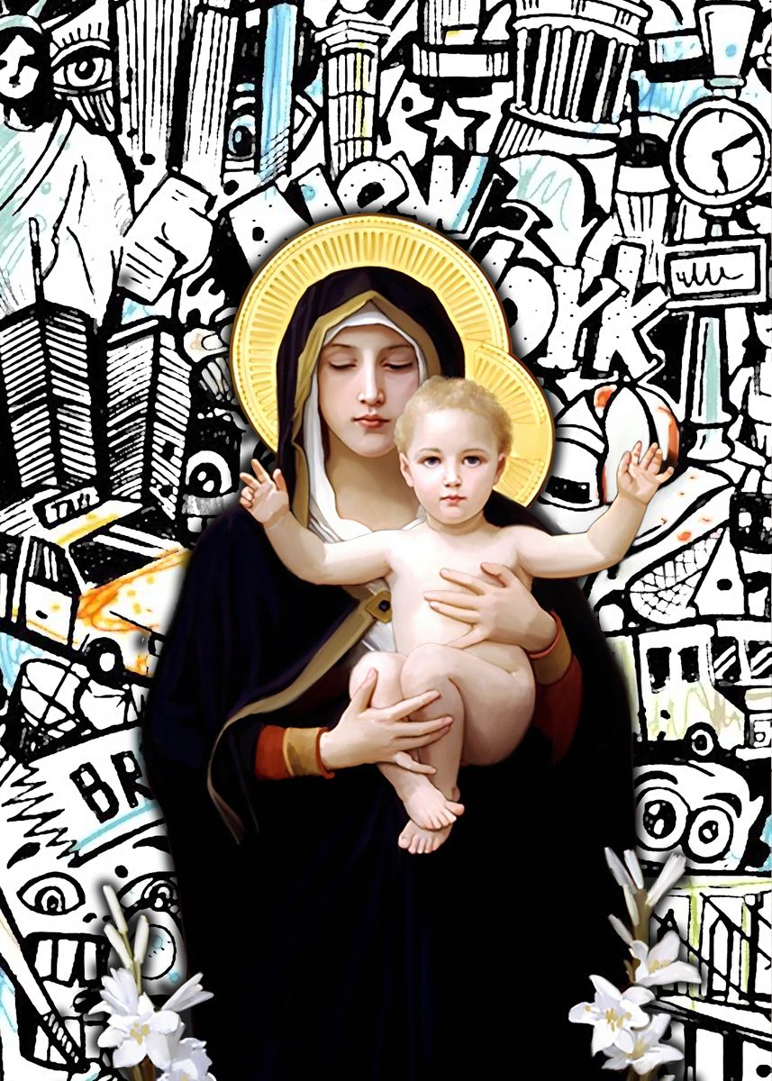 'maria and graffiti' Poster, picture, metal print, paint by Irena ...