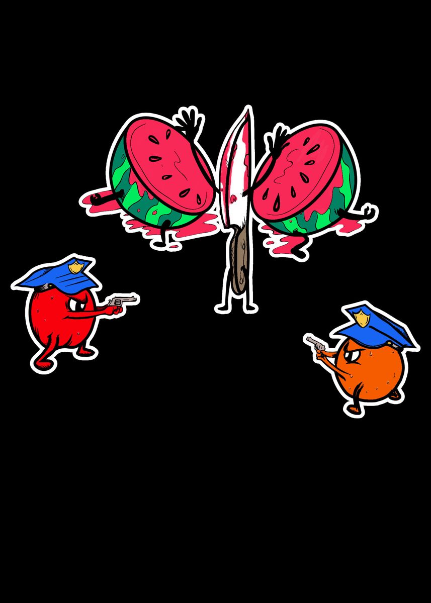 'Funny Watermelon Police' Poster, picture, metal print, paint by ...