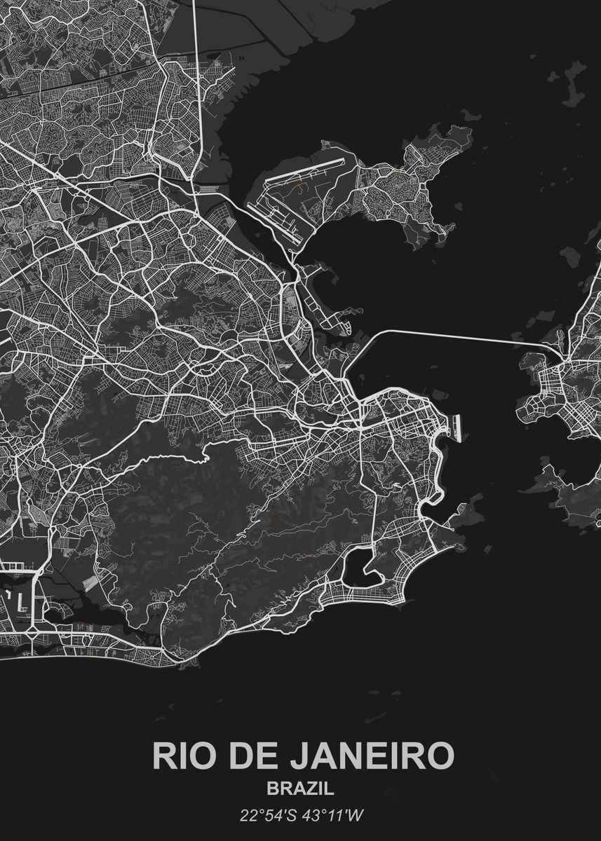 'Rio de Janeiro city map' Poster by Iwoko | Displate