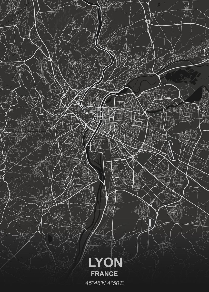 'Lyon city map' Poster by Iwoko | Displate
