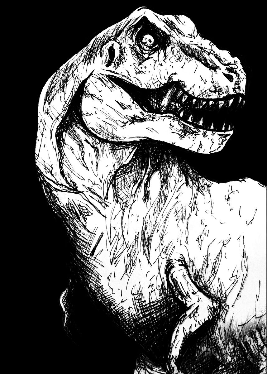 'T-REX DARK ' Poster, picture, metal print, paint by Luis Cedeño | Displate