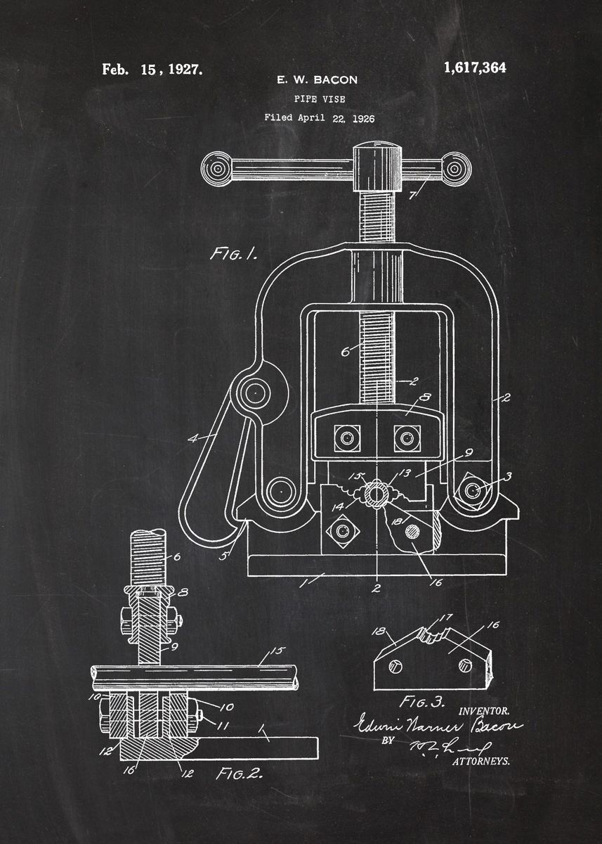 '1926 Pipe Vise-Patent' Poster by Nicram K | Displate