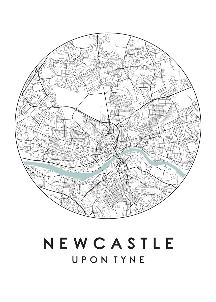 'Newcastle City Map' Poster, picture, metal print, paint by Jon Rose ...