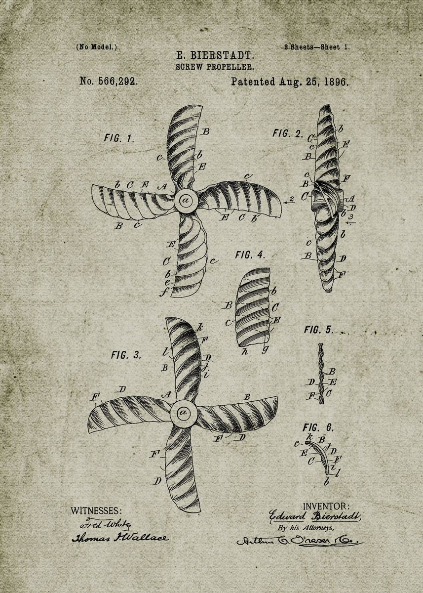 '1896 Screw Propeller' Poster, picture, metal print, paint by Nicram K ...