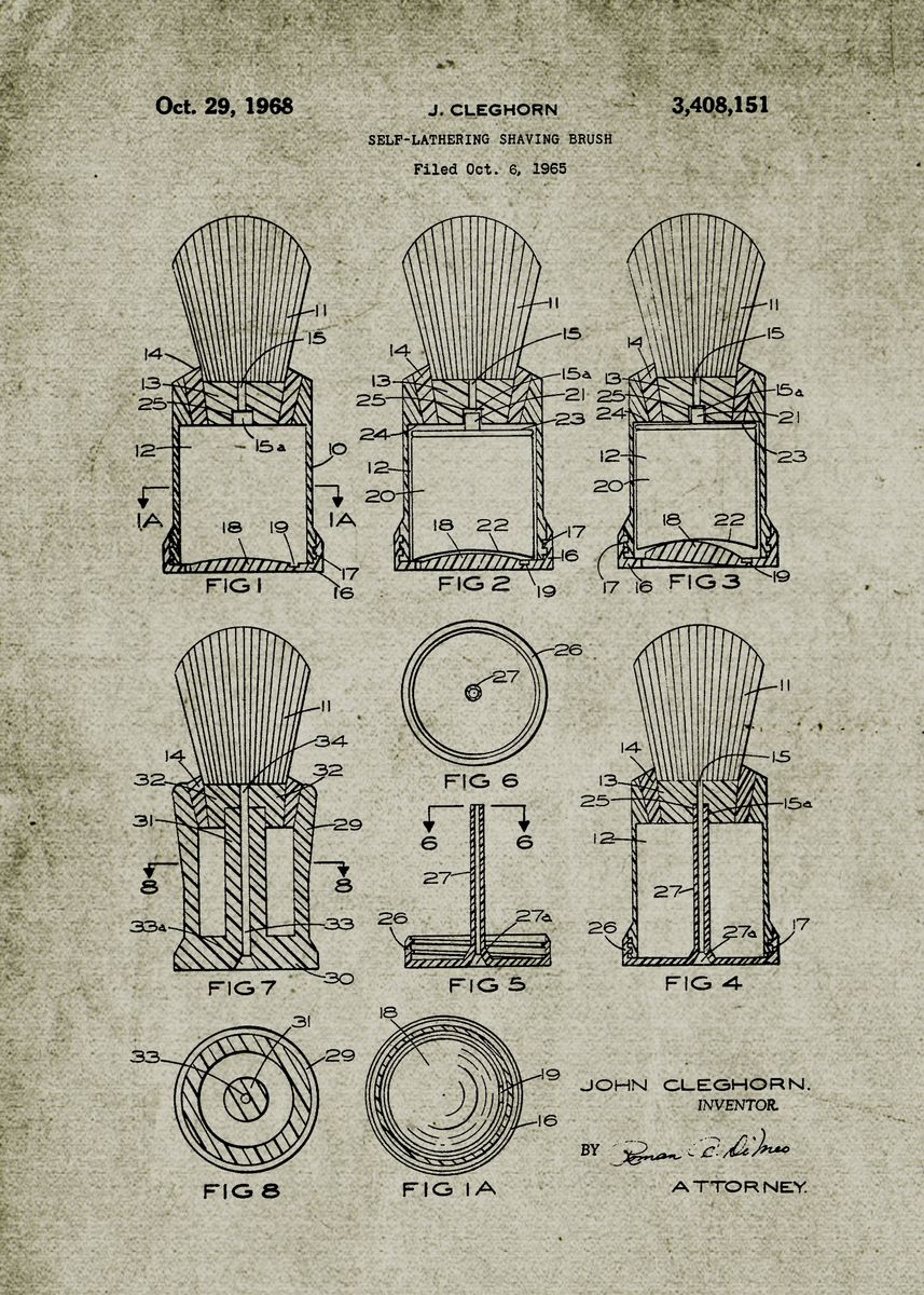 '1965 Shaving Brush -Patent' Poster by Nicram K | Displate