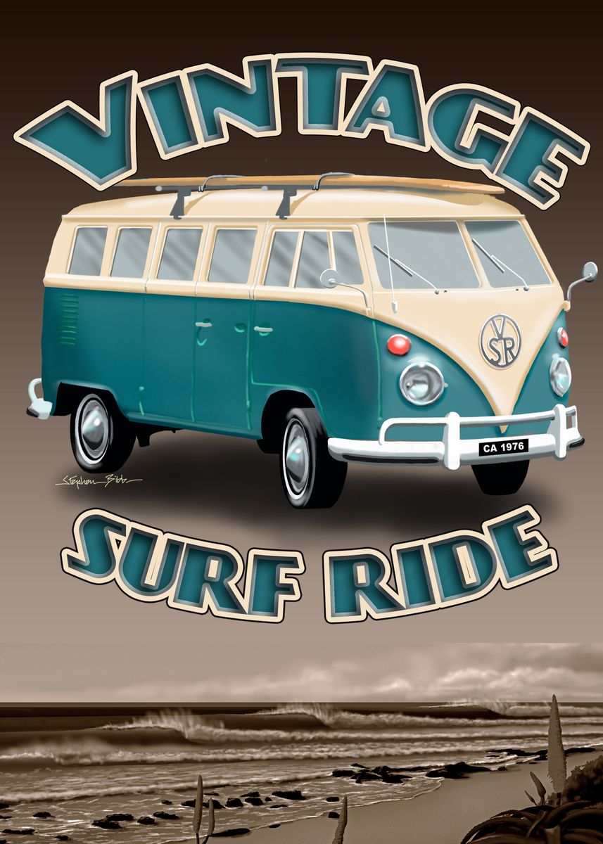 'Classic surf Bus' Poster by Stephen Bibb | Displate