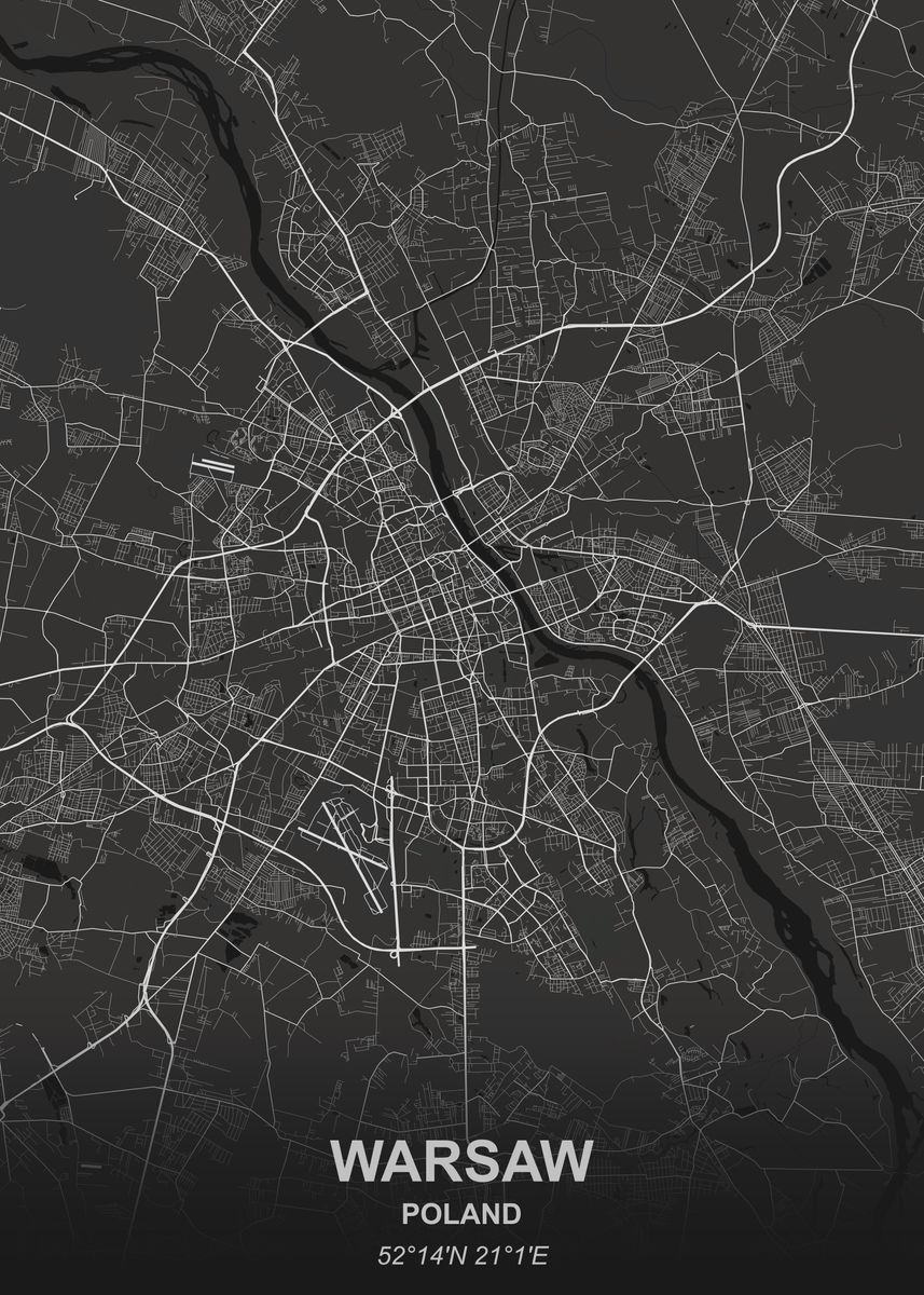 'Warsaw city map' Poster by Iwoko | Displate