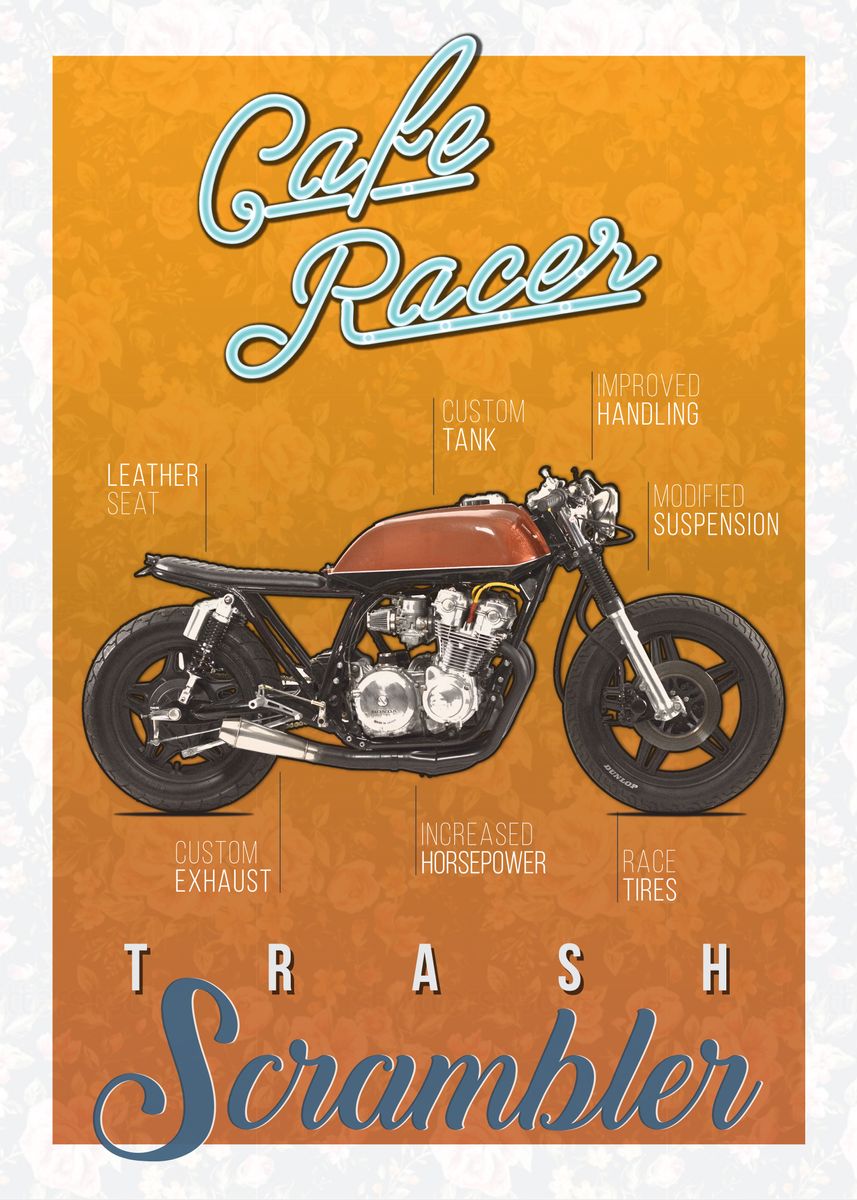 'Cafe Racer - Scrambler' Poster, picture, metal print, paint by Pablo ...