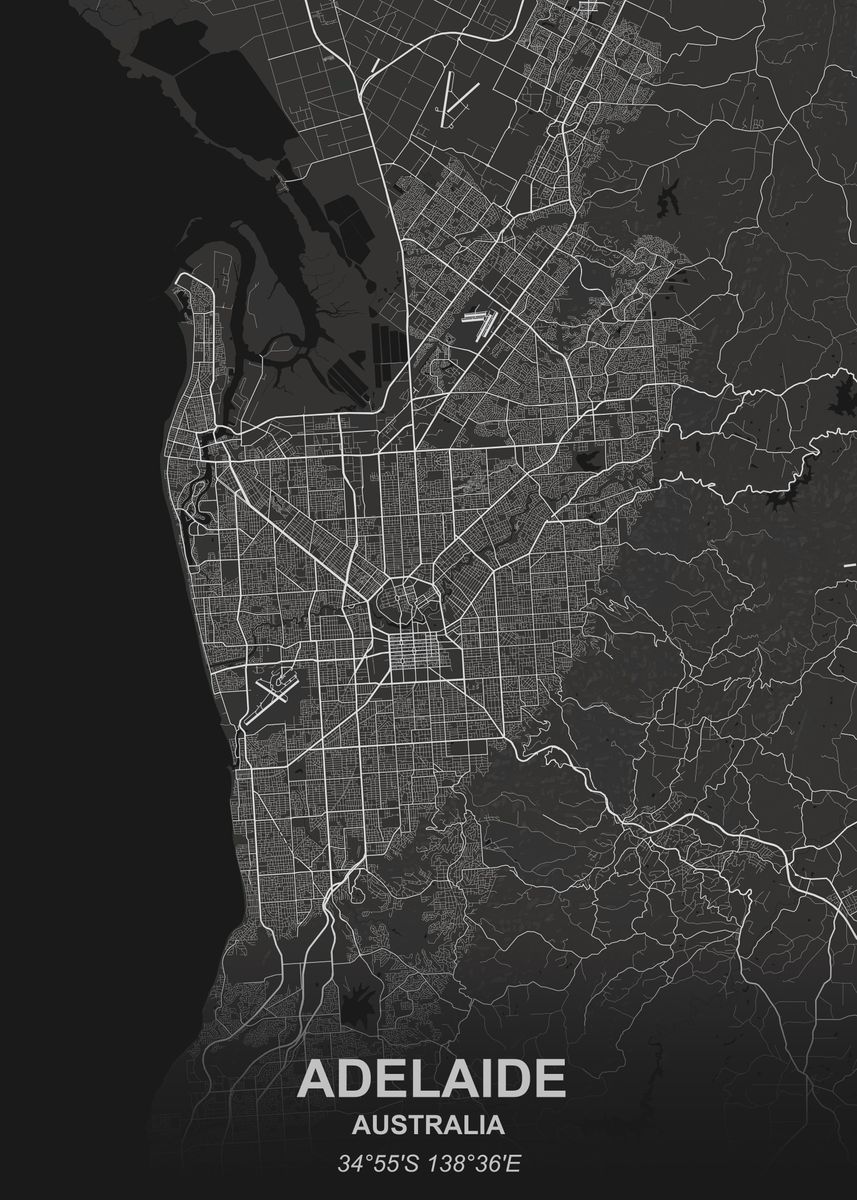 'Adelaide city map' Poster by Iwoko | Displate