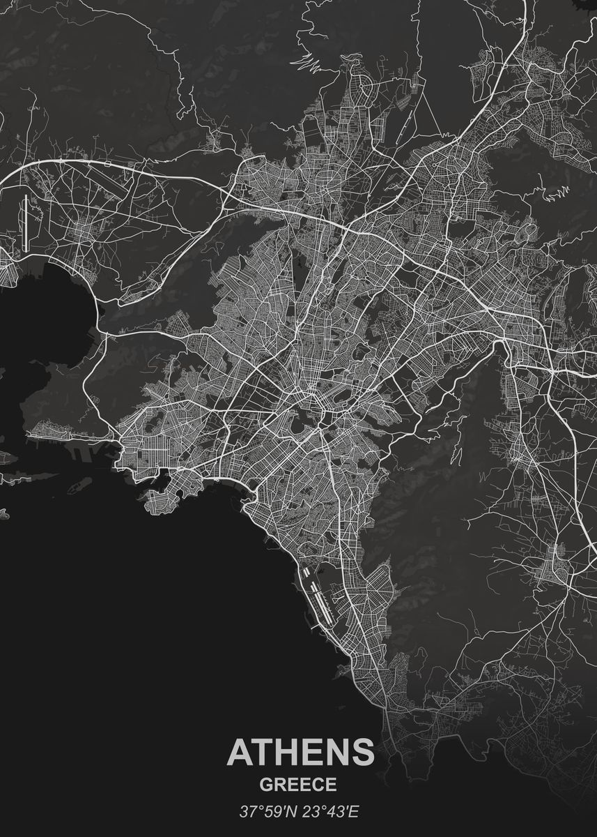 'Athens city map' Poster by Iwoko | Displate