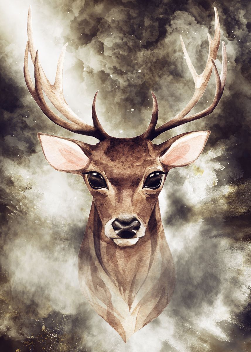 'Deer' Poster, picture, metal print, paint by Mateusz Ślemp | Displate