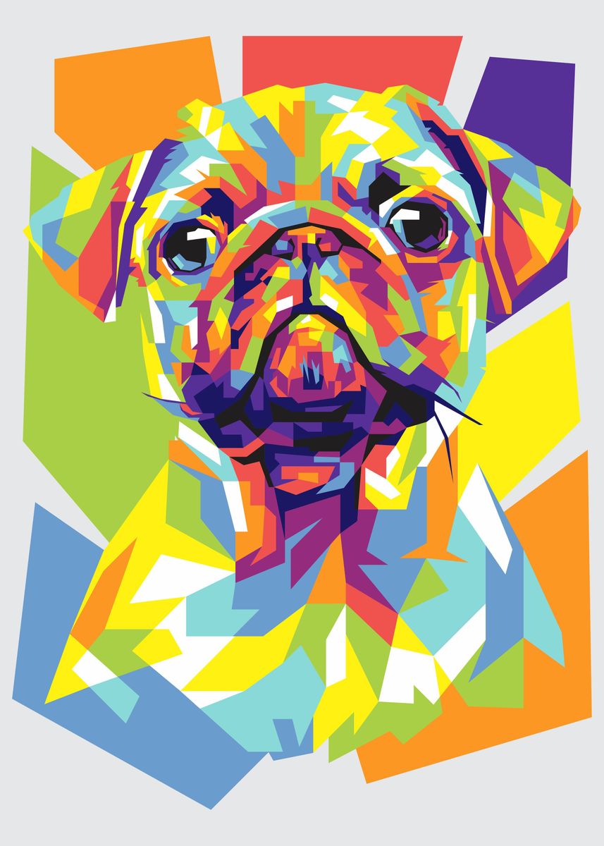 'Pug' Poster, picture, metal print, paint by Dayat Banggai | Displate