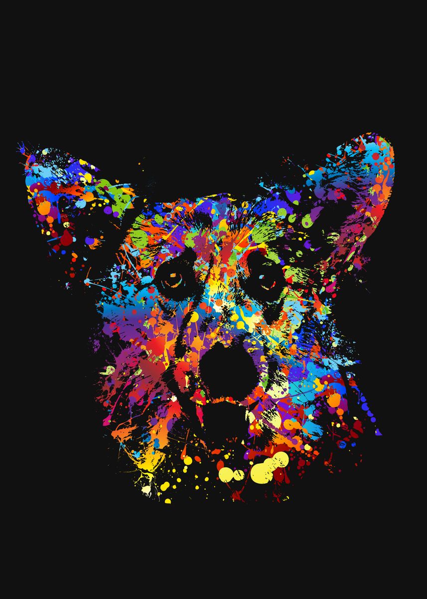 'Colorful Corgi Portrait' Poster by Lioudmila Perry | Displate