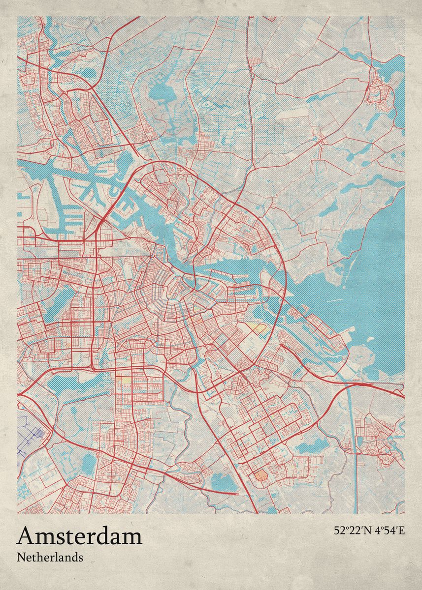 'Amsterdam city map' Poster, picture, metal print, paint by Iwoko ...