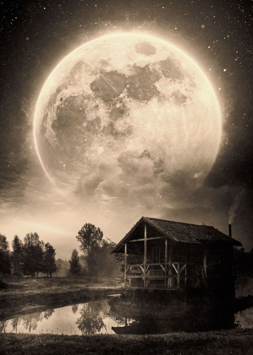 'The House And The Moon' Poster, picture, metal print, paint by seam ...