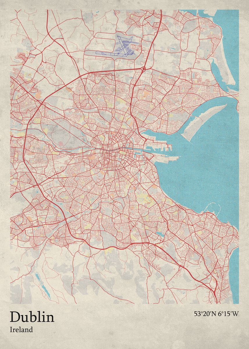'Dublin city map' Poster, picture, metal print, paint by Iwoko | Displate