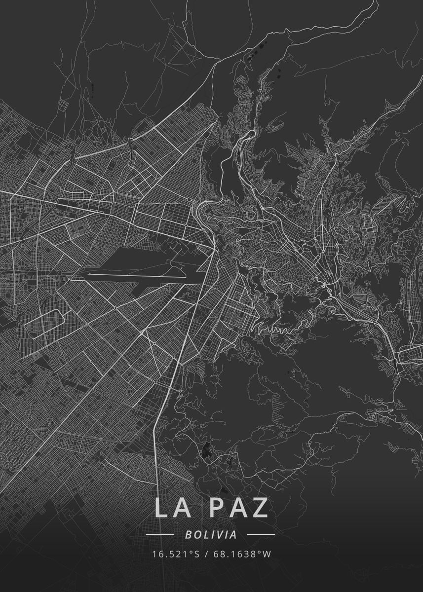 'La Paz, Bolivia' Poster by Designer Map Art | Displate