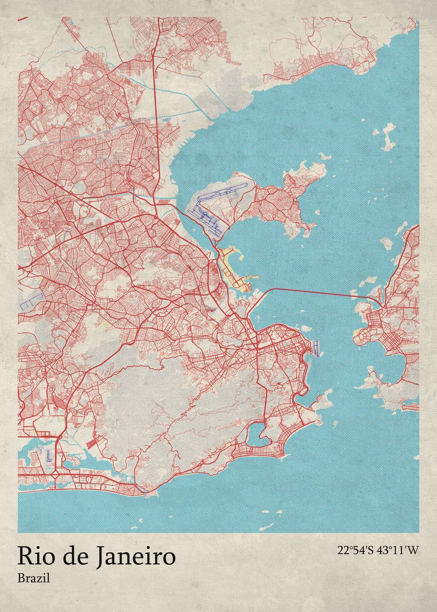'Rio de Janeiro city map' Poster, picture, metal print, paint by Iwoko ...