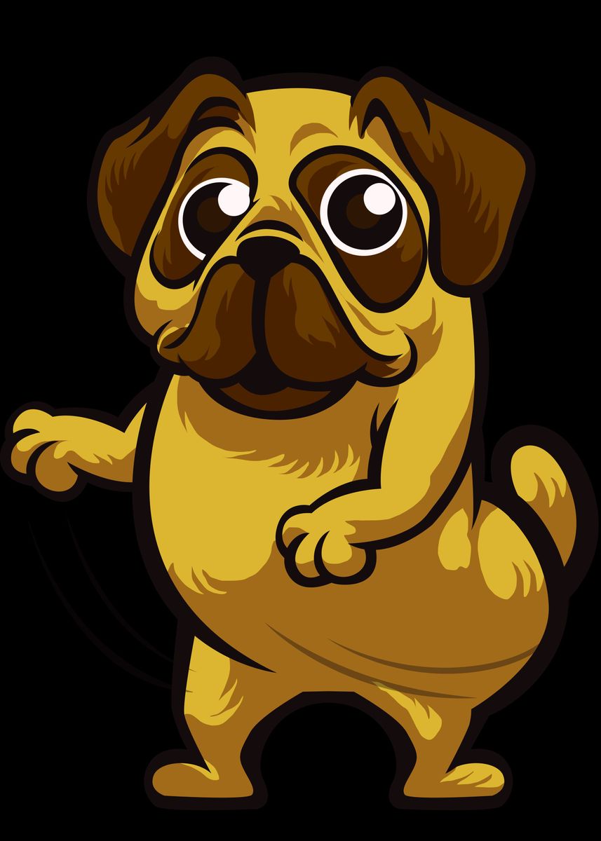 'Dancing Pug' Poster, picture, metal print, paint by Giovanni ...