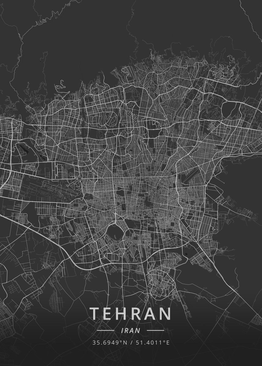 'Tehran, Iran' Poster by Designer Map Art | Displate