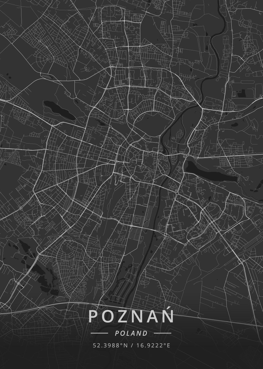 'Poznan, Poland' Poster, picture, metal print, paint by Designer Map ...