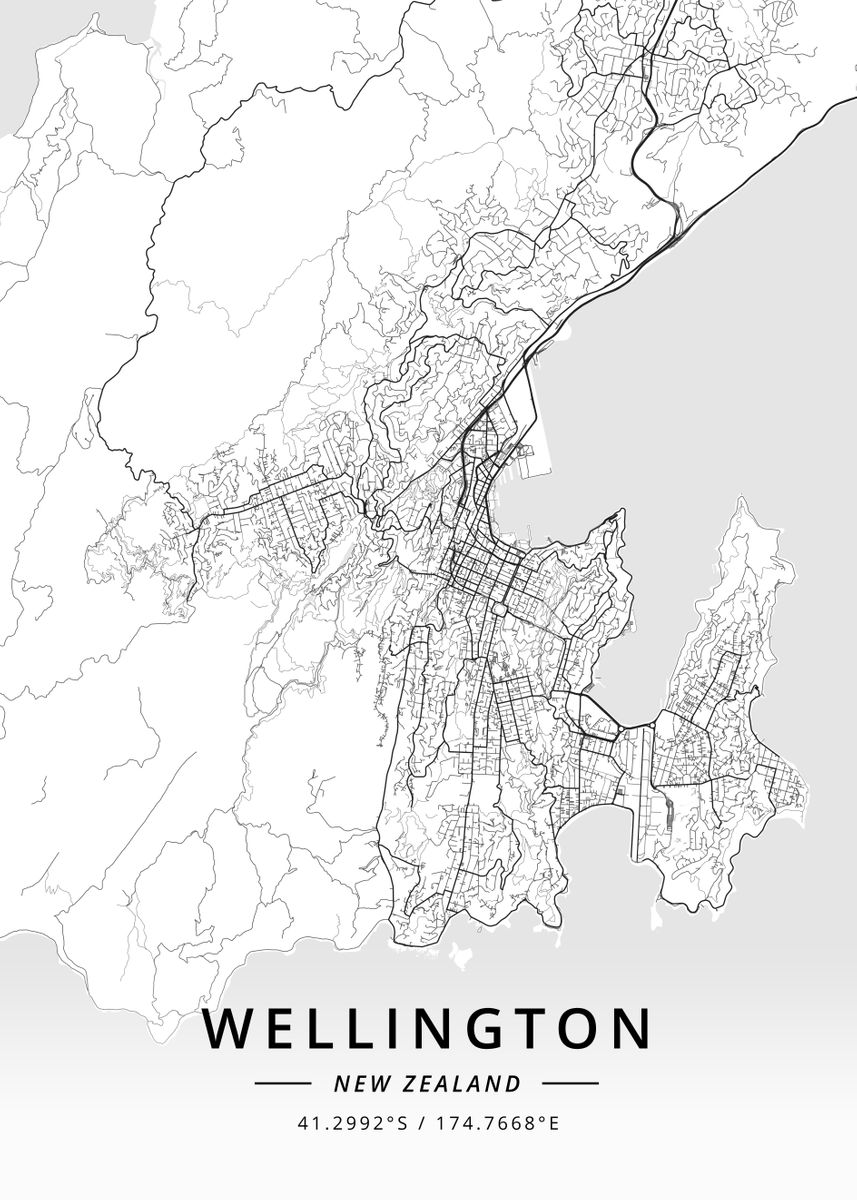 'Wellington, New Zealand' Poster, picture, metal print, paint by ...