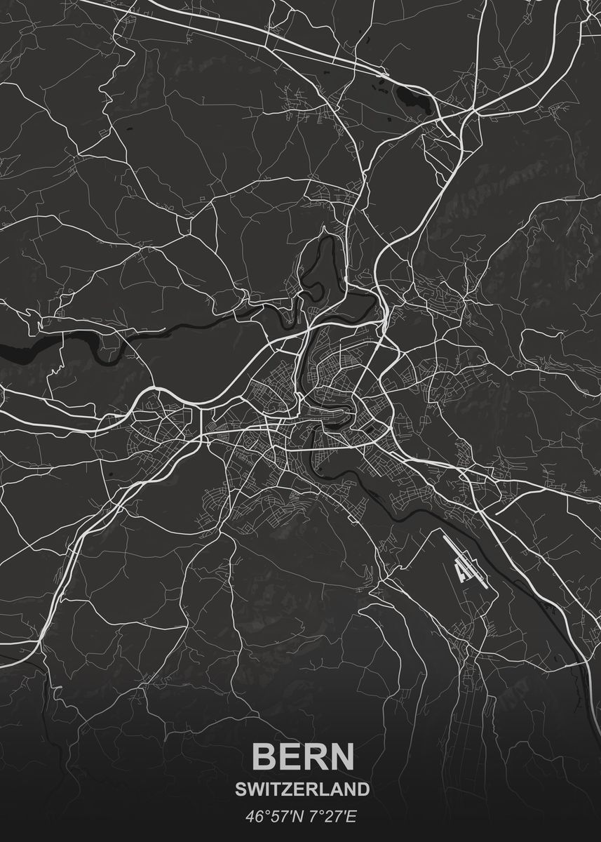 'Bern city map' Poster, picture, metal print, paint by Iwoko | Displate