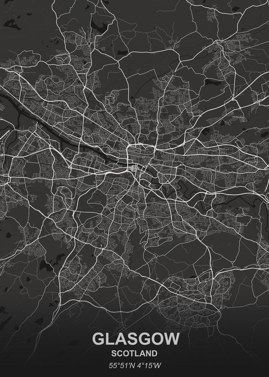 'Glasgow city map' Poster by Iwoko | Displate