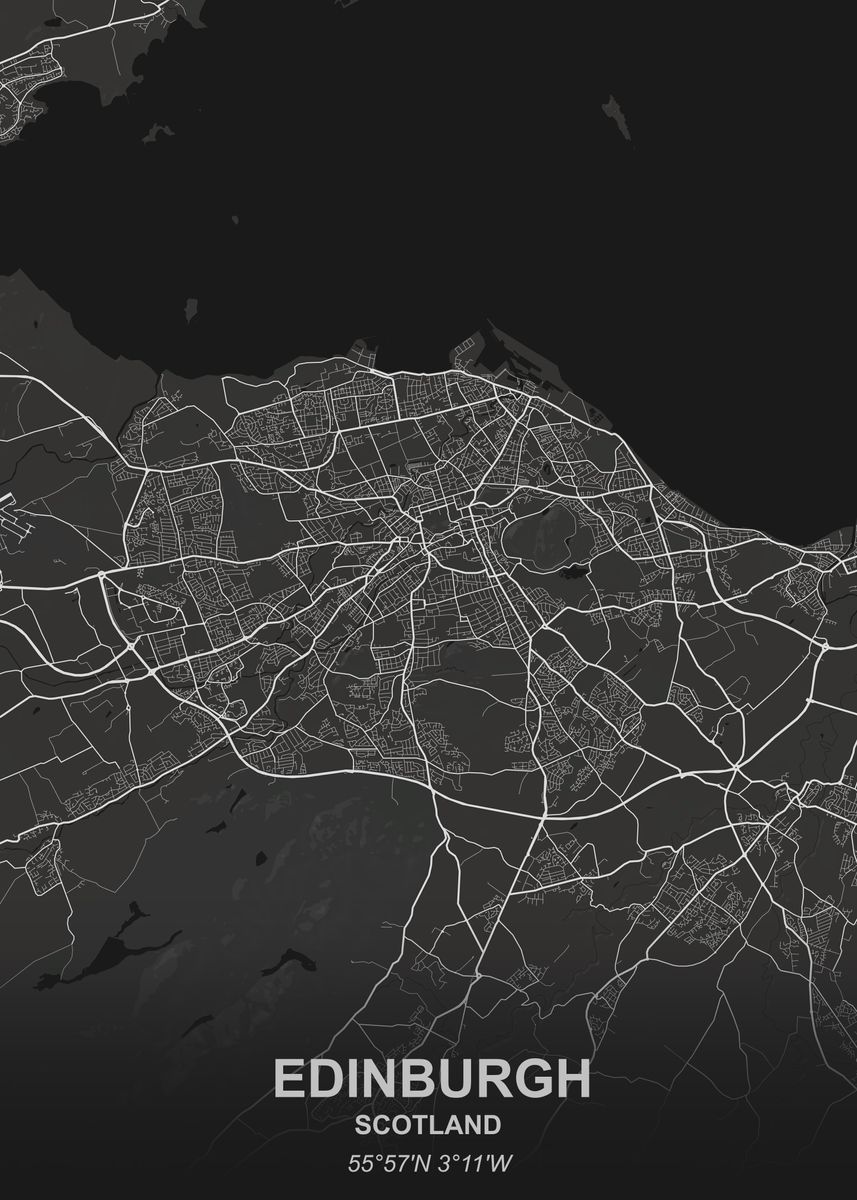 'Edinburgh city map' Poster, picture, metal print, paint by Iwoko ...