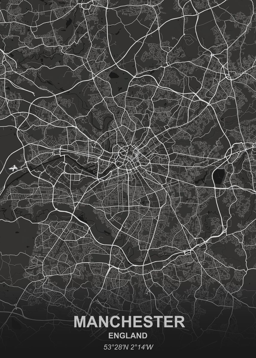 'Manchester city map' Poster by Iwoko | Displate