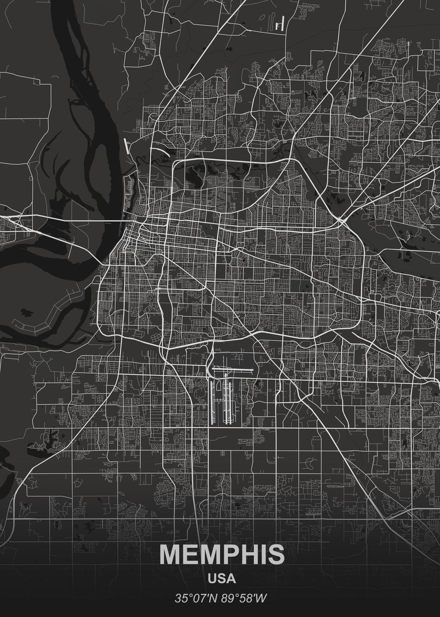 'Memphis city map' Poster, picture, metal print, paint by Iwoko | Displate