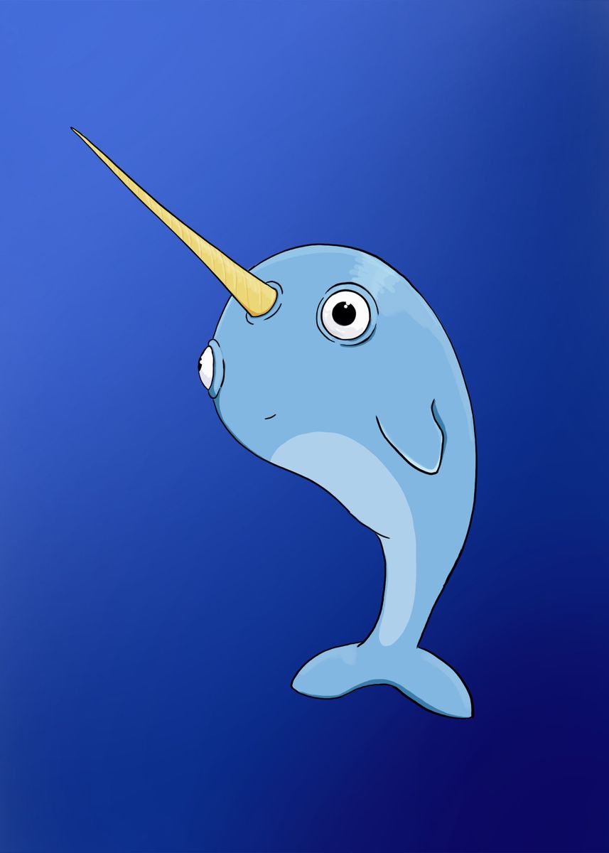 'Goofy Narwhal ' Poster, picture, metal print, paint by Chrystal ...