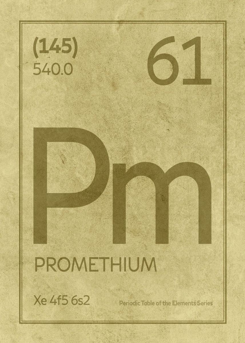 'Promethium Element Symbol' Poster, picture, metal print, paint by ...
