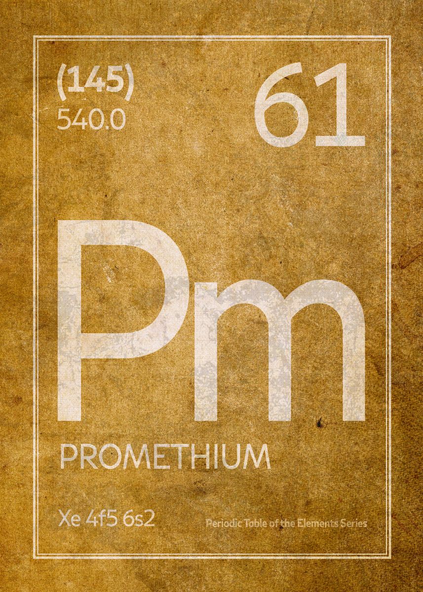 'Promethium Element Symbol' Poster, picture, metal print, paint by ...