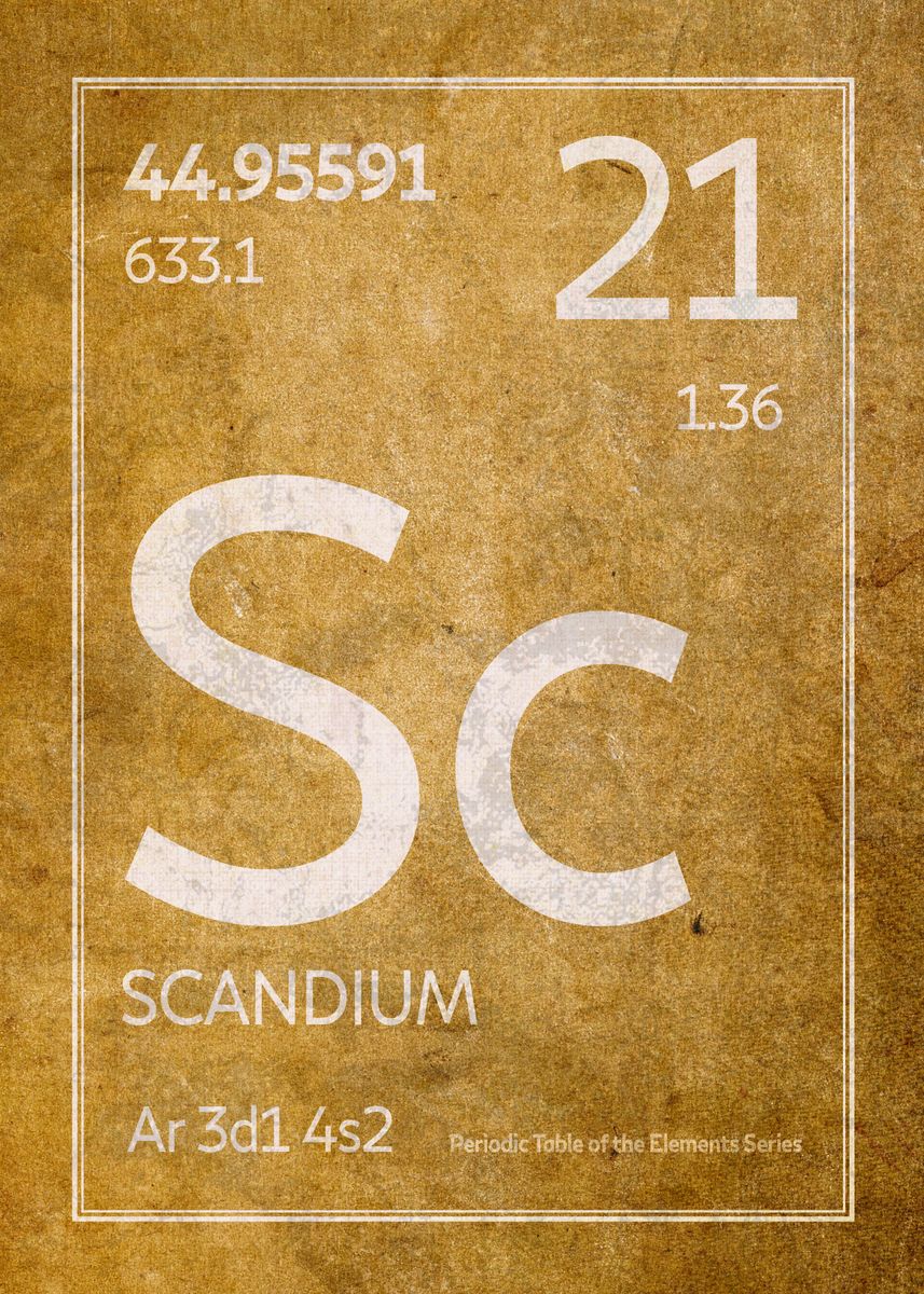 'Scandium Element Symbol' Poster, picture, metal print, paint by Design ...