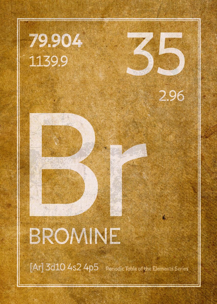 'Bromine Element Symbol' Poster, picture, metal print, paint by Design ...