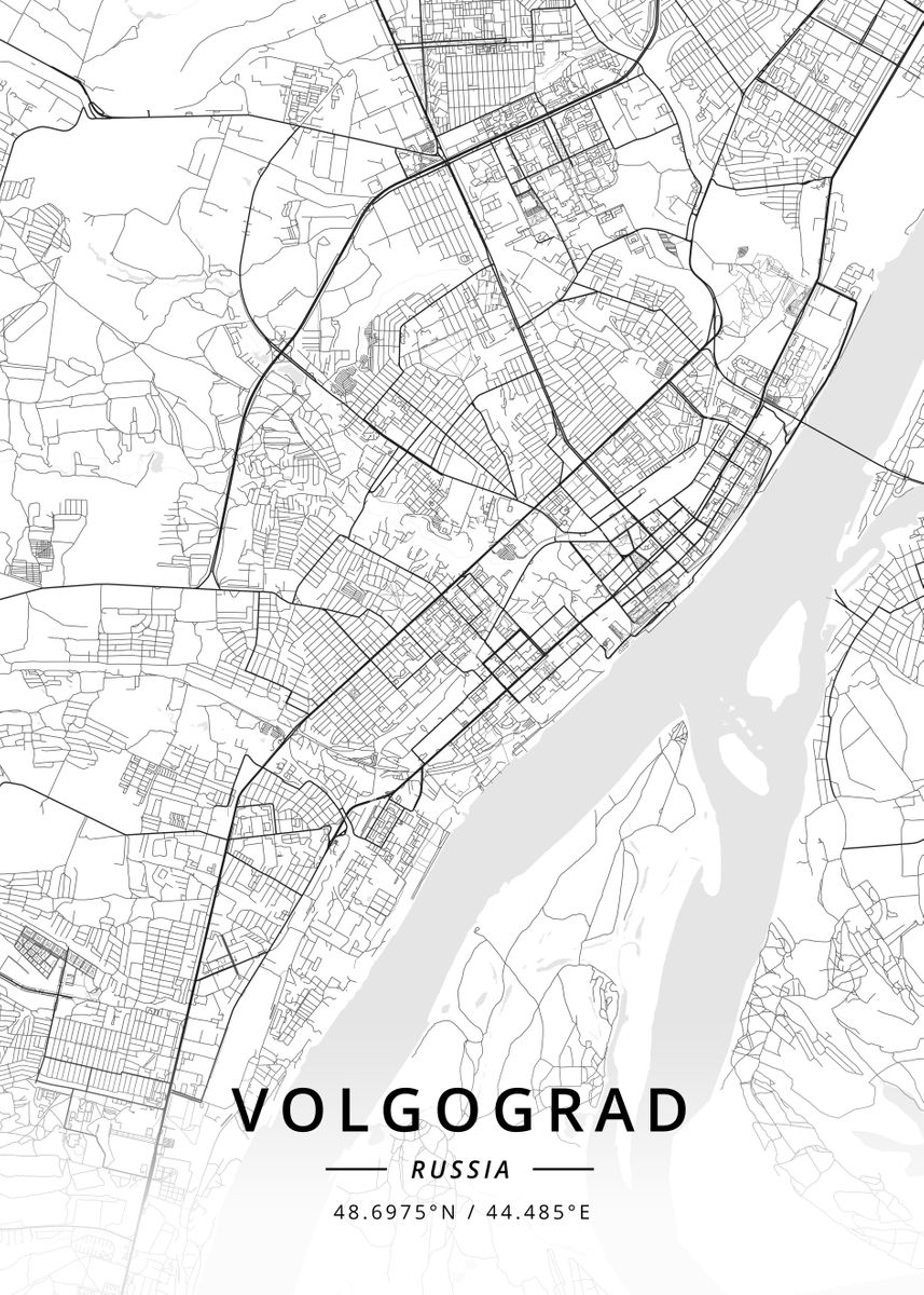 'Volgograd, Russia' Poster, picture, metal print, paint by Designer Map ...