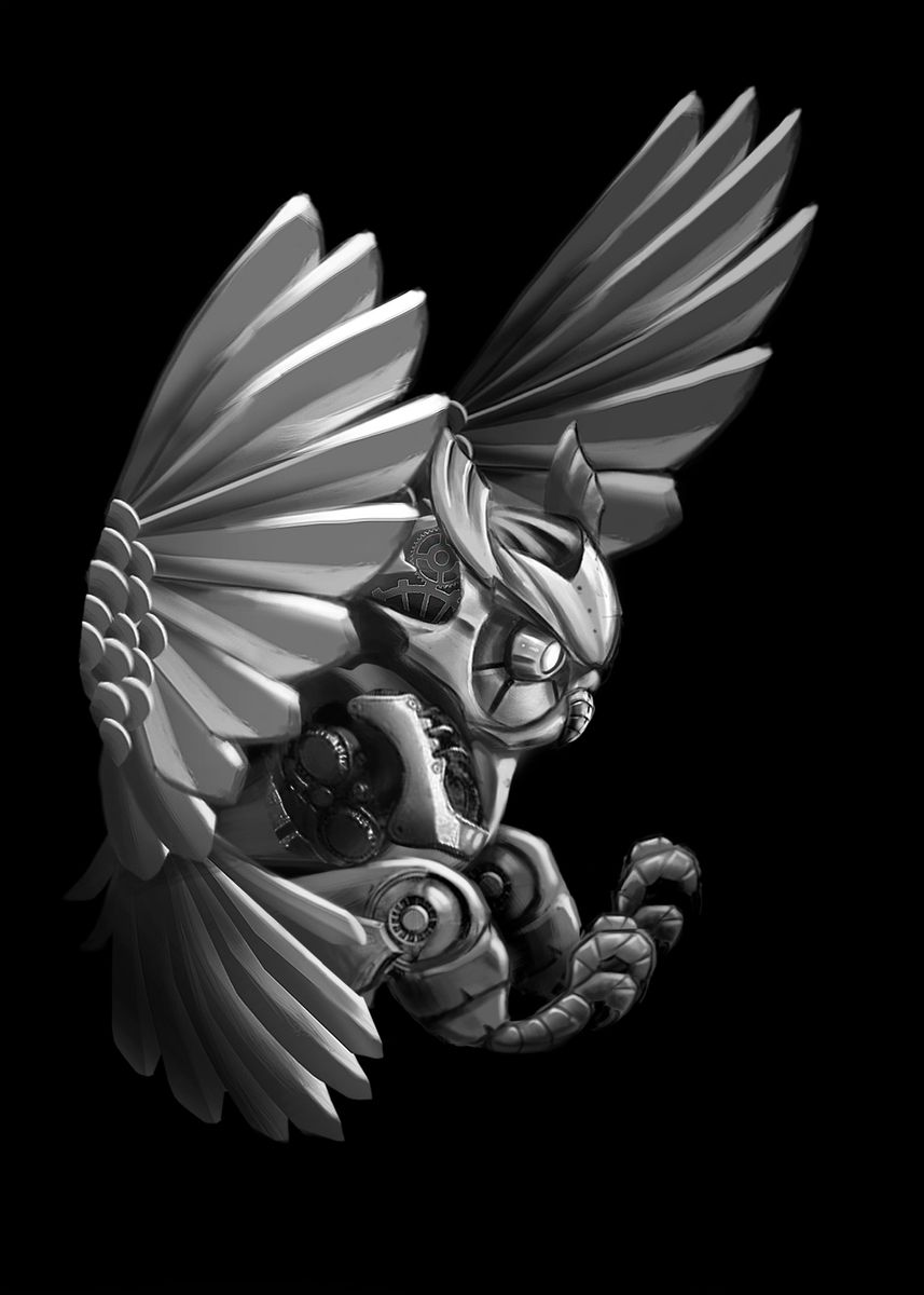 'Biomechanical owl' Poster by David Piñeros T | Displate