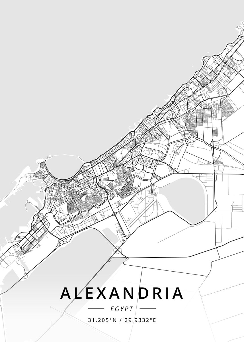 'Alexandria, Egypt' Poster, picture, metal print, paint by Designer Map ...