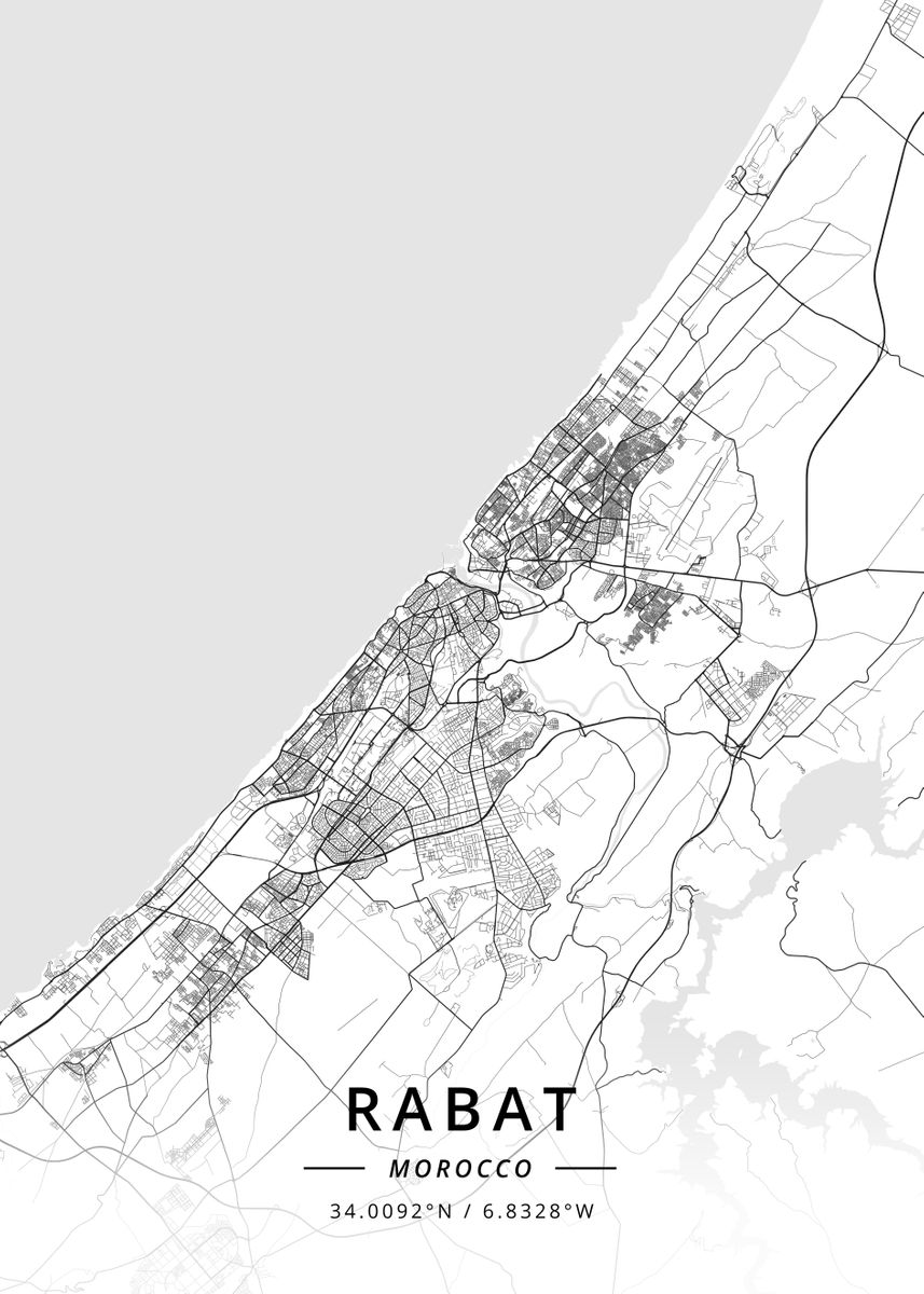 'Rabat, Morocco' Poster, picture, metal print, paint by Designer Map ...