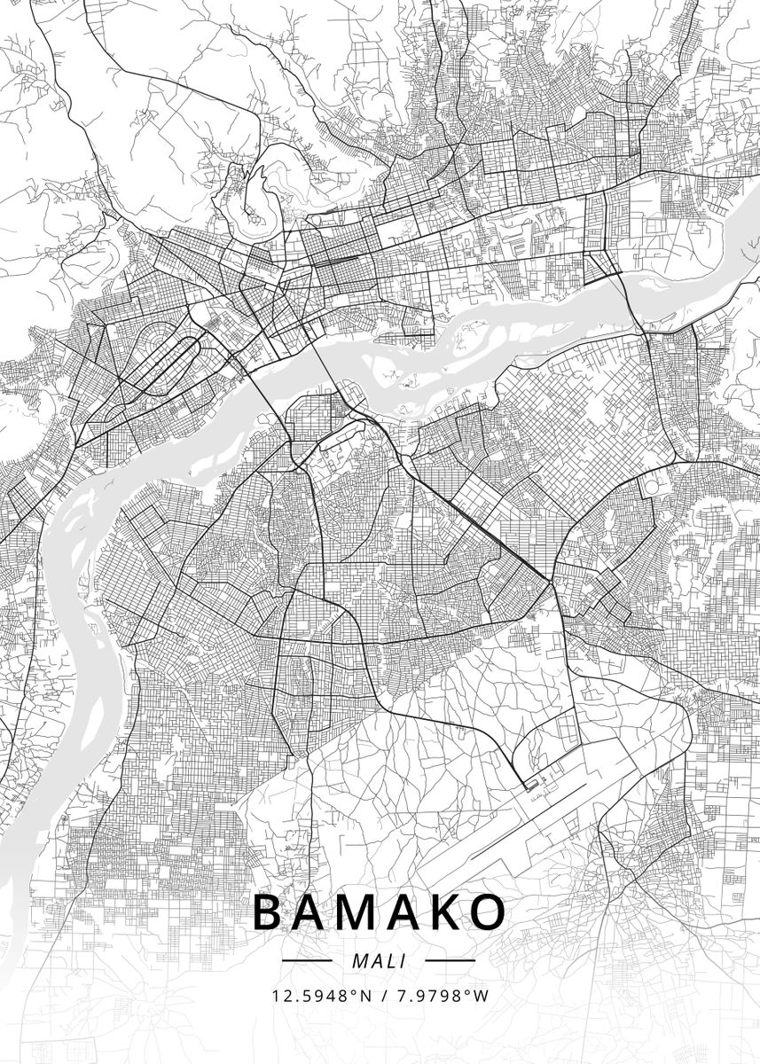 'Bamako, Mali' Poster by Designer Map Art | Displate