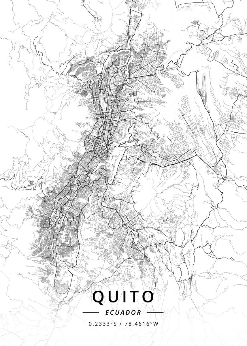 'Quito, Ecuador' Poster, picture, metal print, paint by Designer Map ...