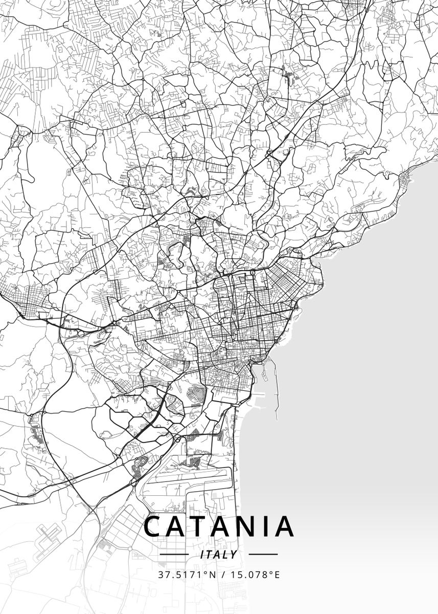 'Catania, Italy' Poster, picture, metal print, paint by Designer Map ...